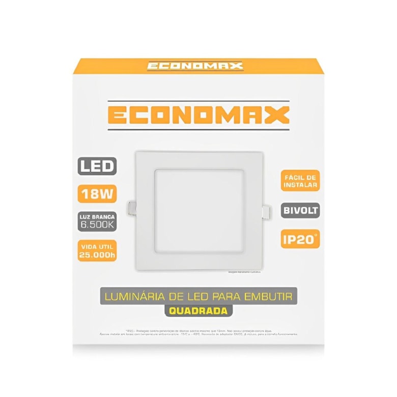 Painel Led 18w Embutir Quadrado 6,5k 12762 Economax - Wig Construção
